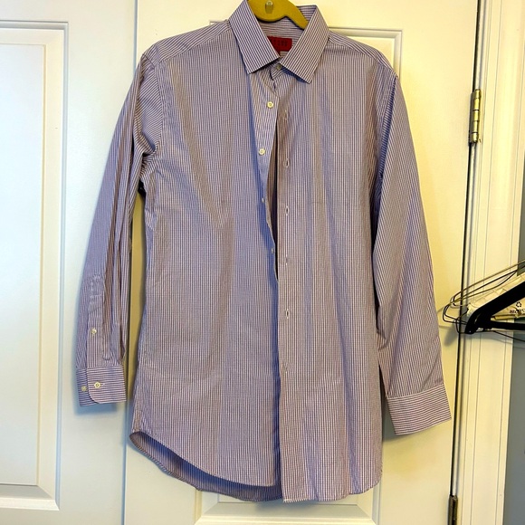 Bergamo New York | Shirts | Mens Dress Shirt Subtle Purple Stripes ...